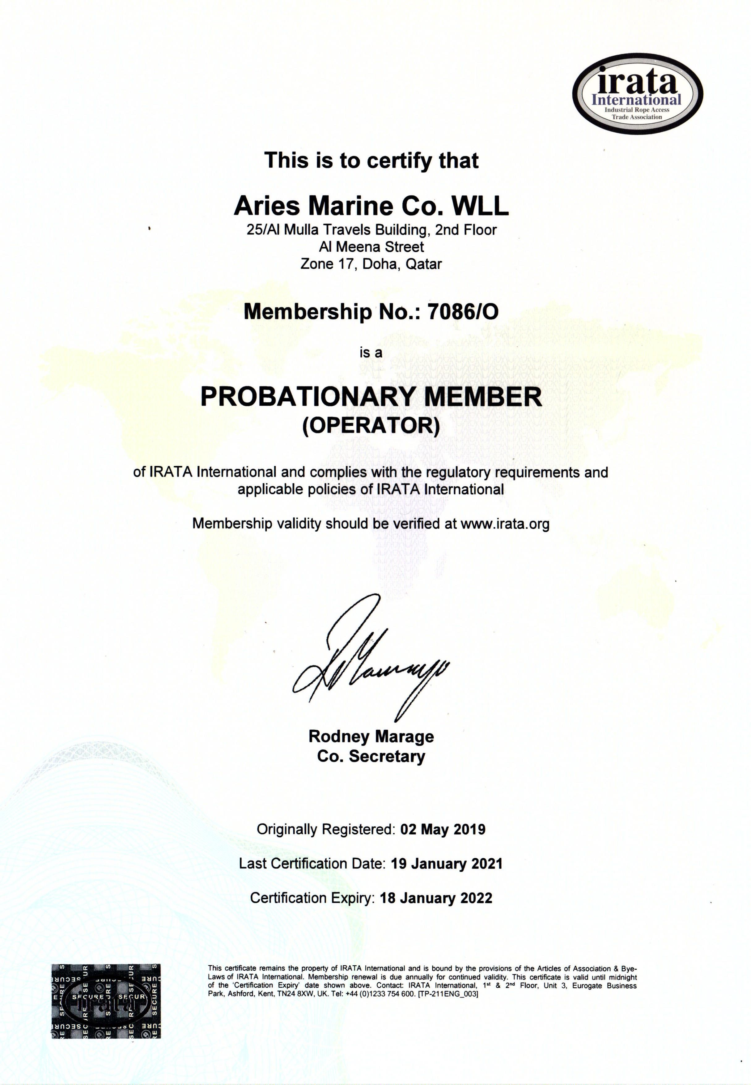 Marine Certificates | ISO | DNV | Approvals – India | ARIES