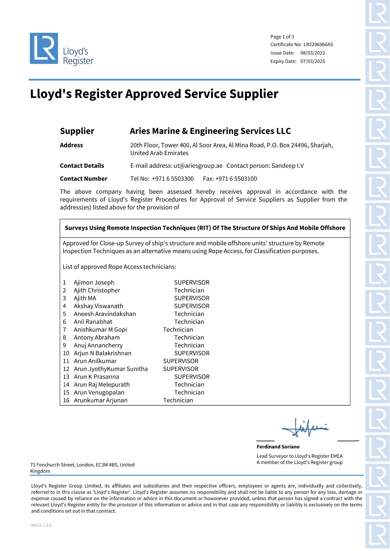 Marine Certificates | ISO | DNV | Approvals – Hamburg, Germany | ARIES