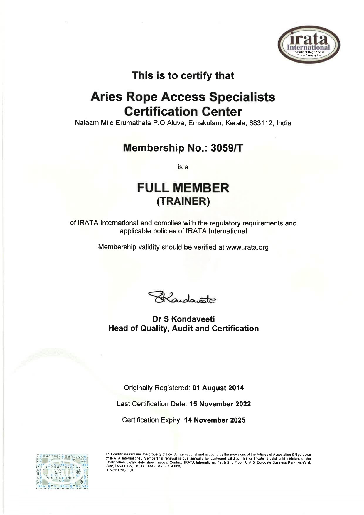 Marine Certificates | ISO | DNV | Approvals – Qatar | ARIES