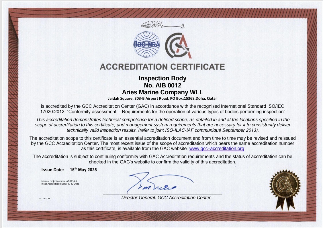 Marine Certificates | ISO | DNV | Approvals – Qatar | ARIES
